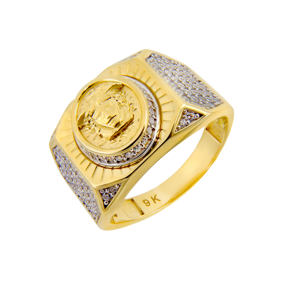 9K Yellow Gold Medusa Cubic Zirconia Ring - 20748395 – H&H Jewellery ...